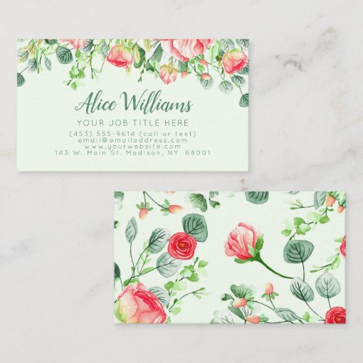 Green Elegant Spring Floral Business Card | Zazzle