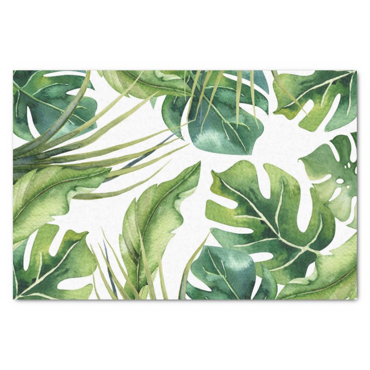 Green Elegant Tropical Summer Palm Leaves Chic Tissue Paper | Zazzle