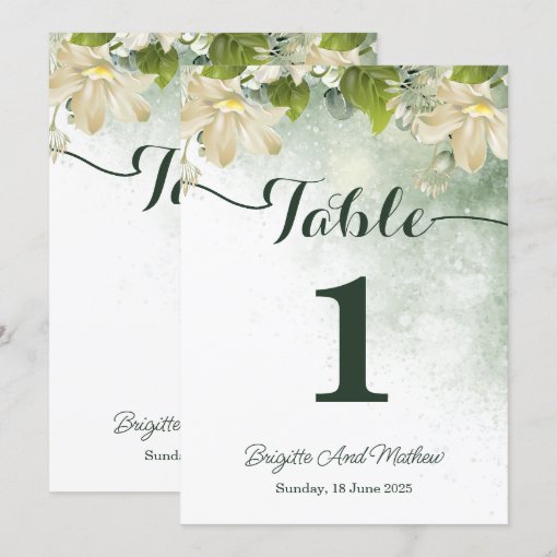 Green Elegant Wedding Table Number Card | Zazzle