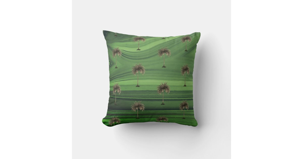 Green Emerald Elegant Tropical Palm Tree Throw Pillow | Zazzle