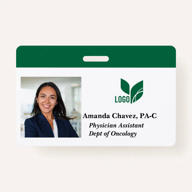 Green Employee ID Photo Name Badge | Zazzle