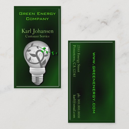 Green Energy Environmental Business Card | Zazzle