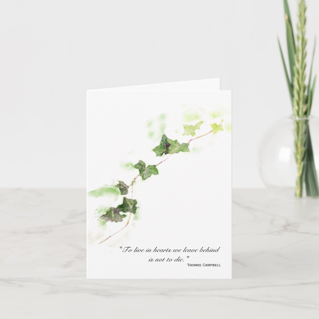 Green English Ivy Thank You for Your Condolences | Zazzle