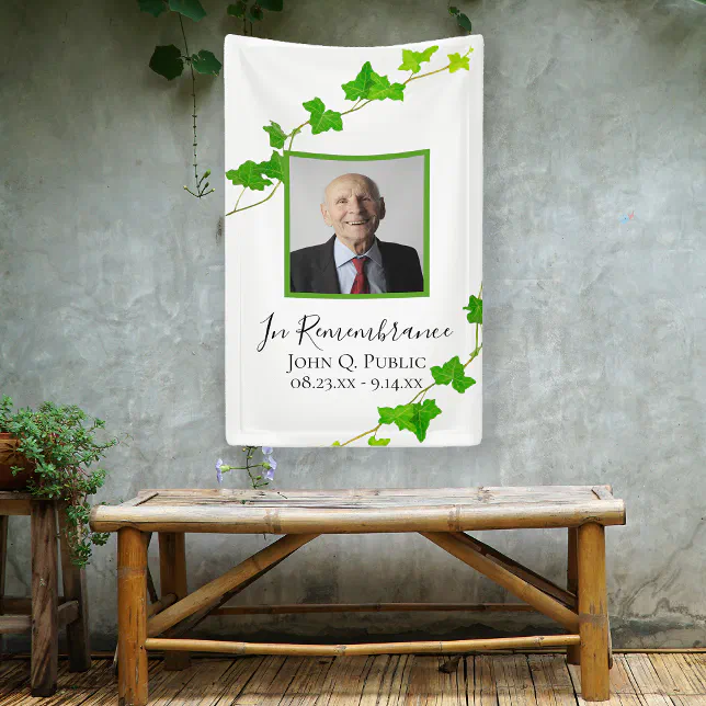 Green English Ivy Vine Funeral Memorial Banner | Zazzle