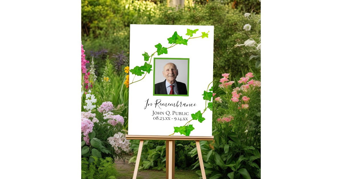 Green English Ivy Vine Funeral Memorial Foam Board | Zazzle
