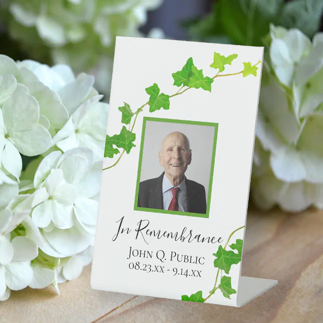 Green English Ivy Vine Funeral Memorial Pedestal Sign | Zazzle