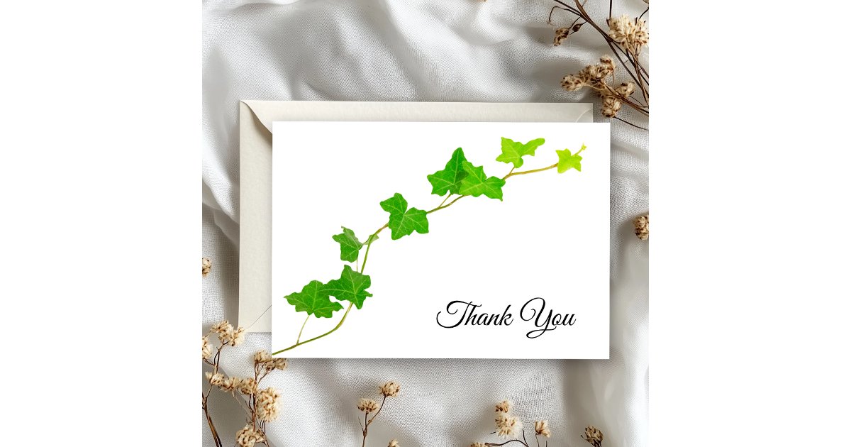 Green English Ivy Vine Thank You Invitation | Zazzle