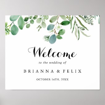 Green Eucalyptus Botanical Wedding Welcome Sign | Zazzle