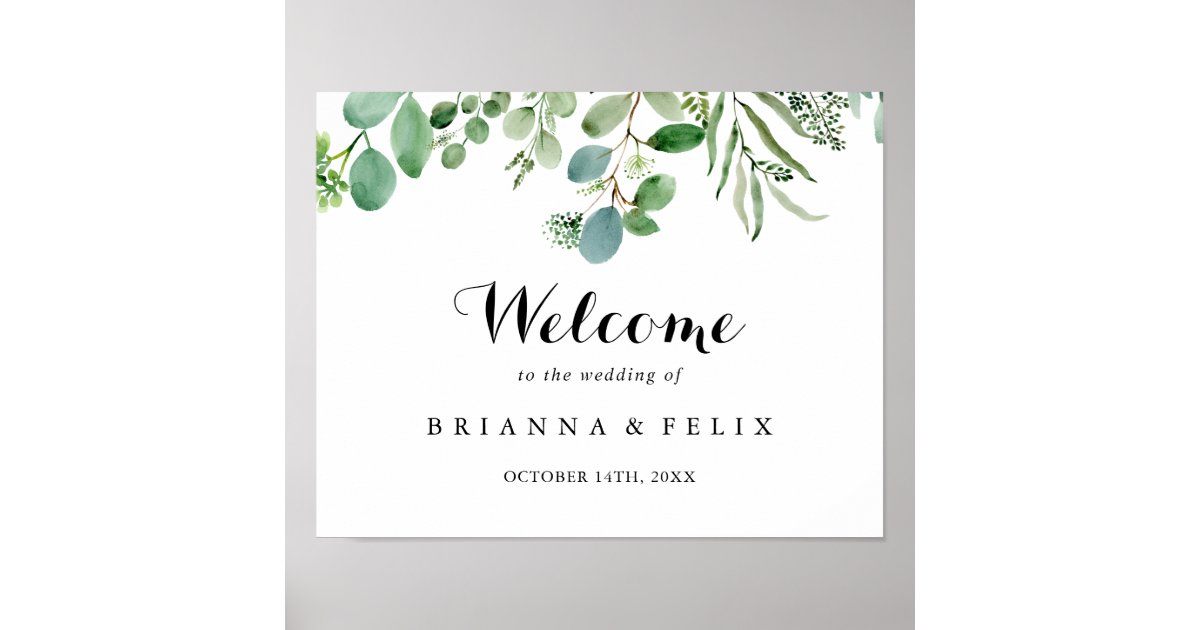 Green Eucalyptus Botanical Wedding Welcome Sign | Zazzle