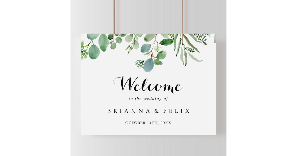 Green Eucalyptus Botanical Wedding Welcome Sign | Zazzle