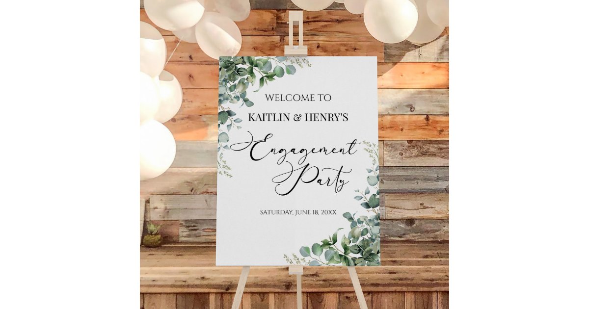 Green Eucalyptus Engagement Party Welcome Sign | Zazzle