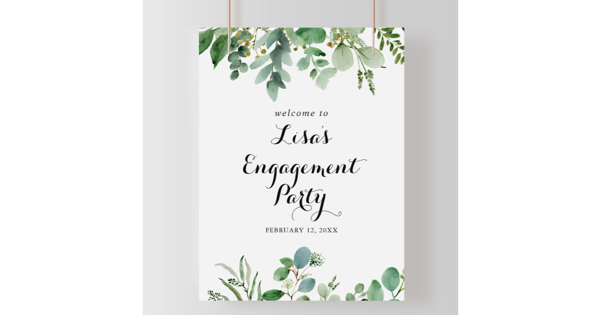 Green Eucalyptus Foliage Engagement Welcome Poster | Zazzle