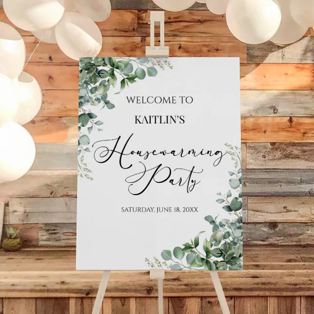 Green Eucalyptus Housewarming Party Welcome Sign | Zazzle