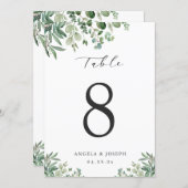 Green Eucalyptus Leaves 5x7 Table Number Card | Zazzle