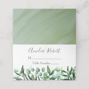 Green Eucalyptus Leaves Place Card | Zazzle