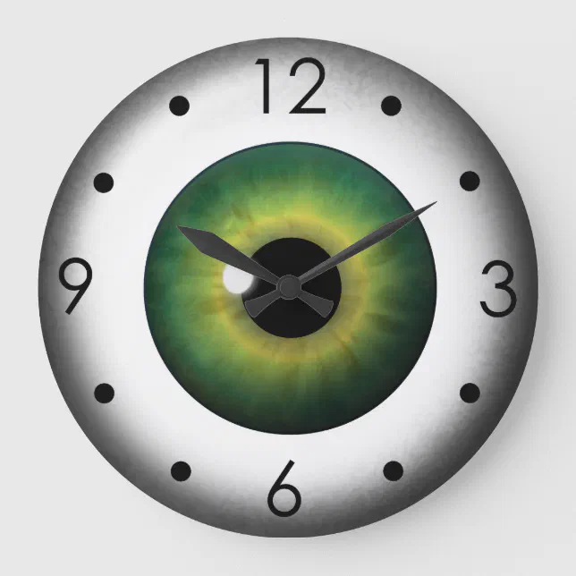 Green Eyeball Iris Eye Custom Large Round Clock | Zazzle