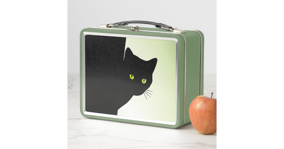 Green Eyed Black Cat Metal Lunch Box | Zazzle