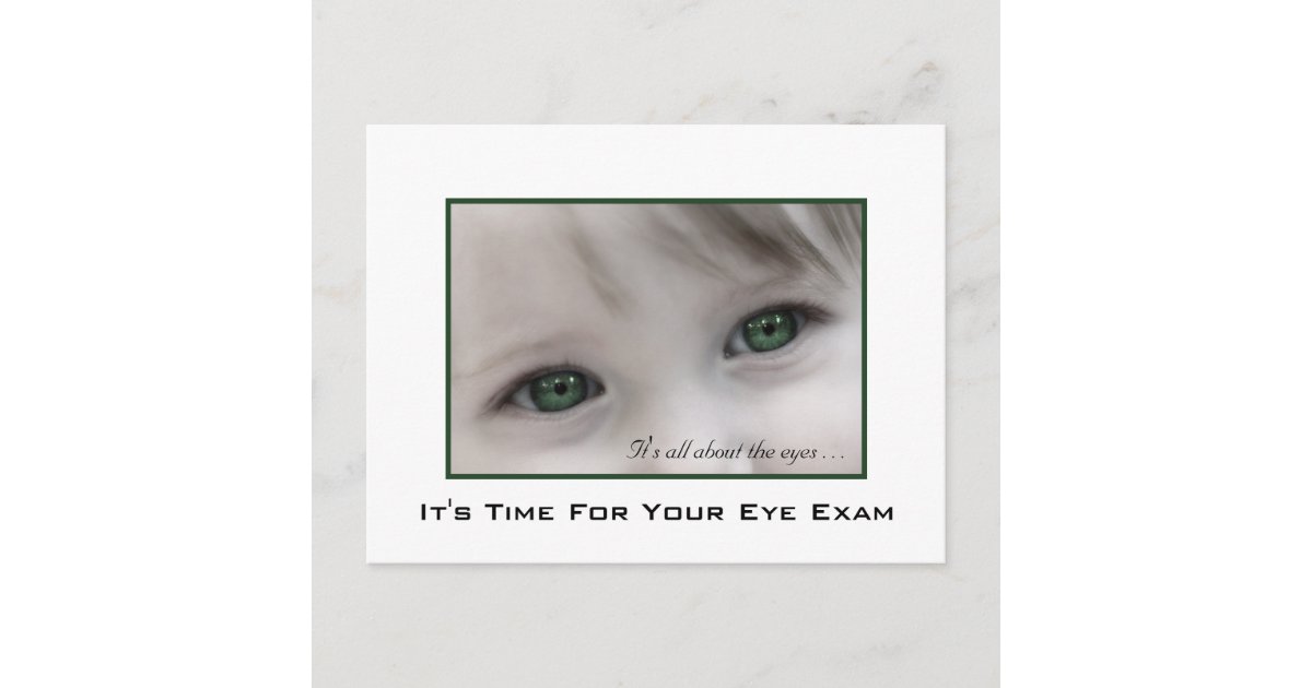 Green Eyes Eye Exam Appointment Reminder Postcard | Zazzle