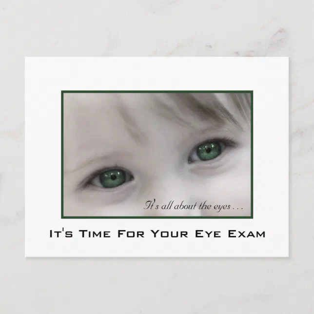 Green Eyes Eye Exam Appointment Reminder Postcard | Zazzle