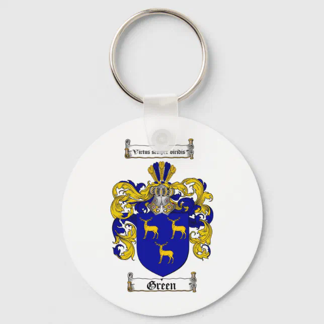 GREEN FAMILY CREST - GREEN COAT OF ARMS KEYCHAIN | Zazzle