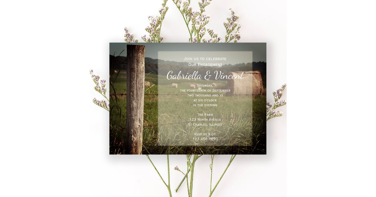 Green Farm Pastures Country Engagement Party Invitation | Zazzle