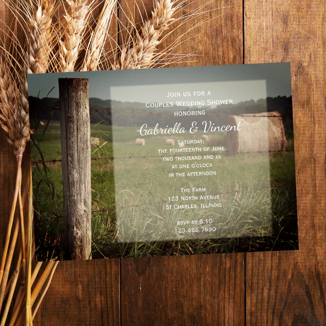 Green Farm Pastures Ranch Couples Wedding Shower Invitation | Zazzle