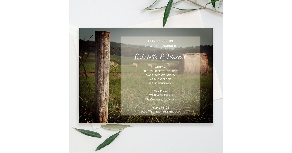 Green Farm Pastures Rural Country Wedding Invitation | Zazzle