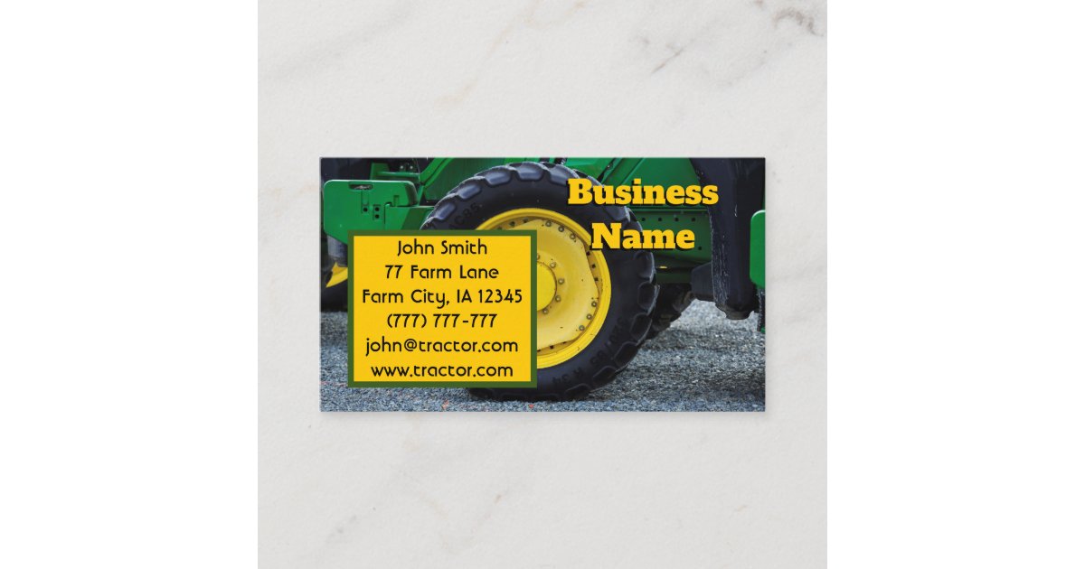 Green Farm Tractor Business Card | Zazzle