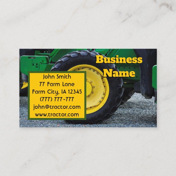 Green Farm Tractor Business Card | Zazzle