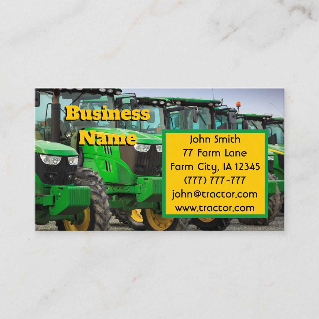 Green Farm Tractors Business Card | Zazzle