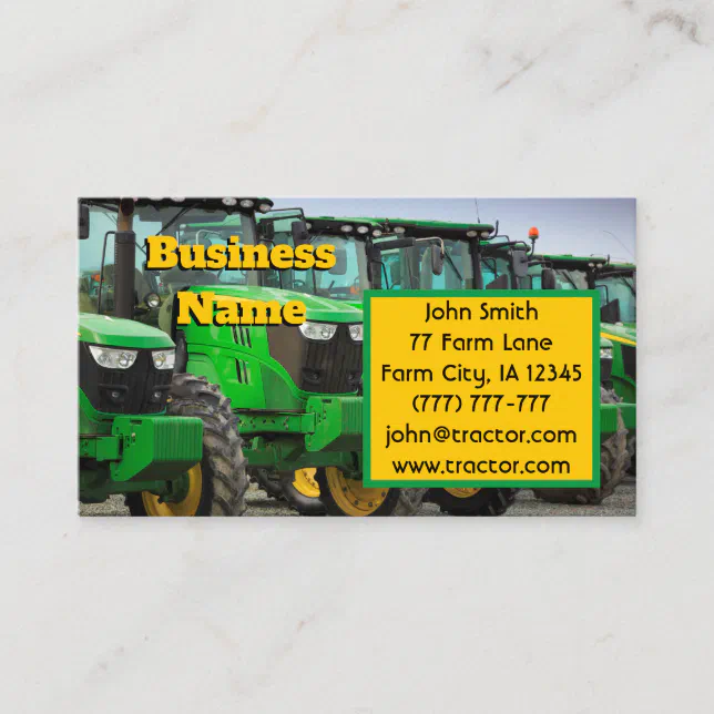 Green Farm Tractors Business Card | Zazzle