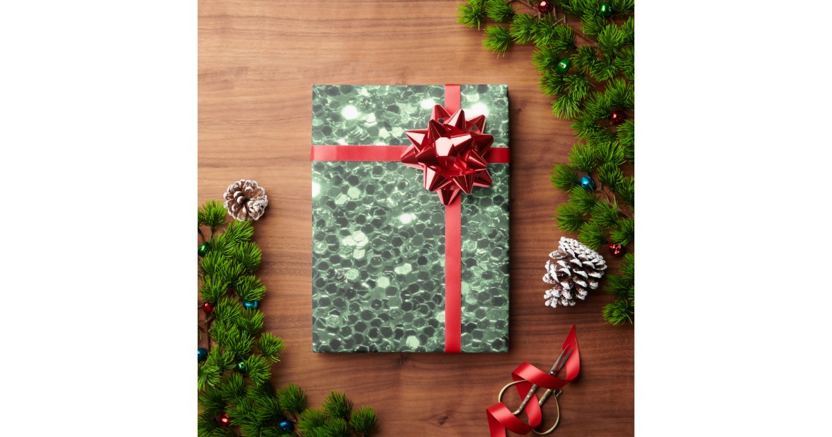 Green Faux Glitter Sparkle Bling Shiny Elegant Wrapping Paper | Zazzle