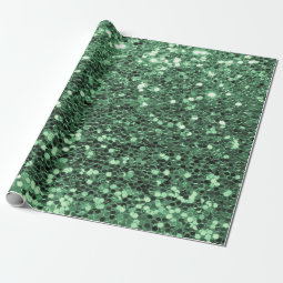 Green Faux Glitter Sparkle Bling Shiny Elegant Wrapping Paper | Zazzle