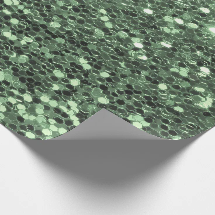 Green Faux Glitter Sparkle Bling Shiny Elegant Wrapping Paper | Zazzle