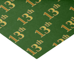 Green, Faux Gold 13th (Thirteenth) Event Tissue Paper | Zazzle