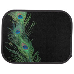 Green Feathers with Black Car Floor Mat | Zazzle