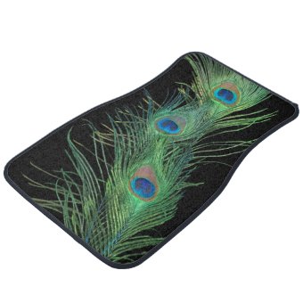 Green Feathers with Black Car Floor Mat | Zazzle