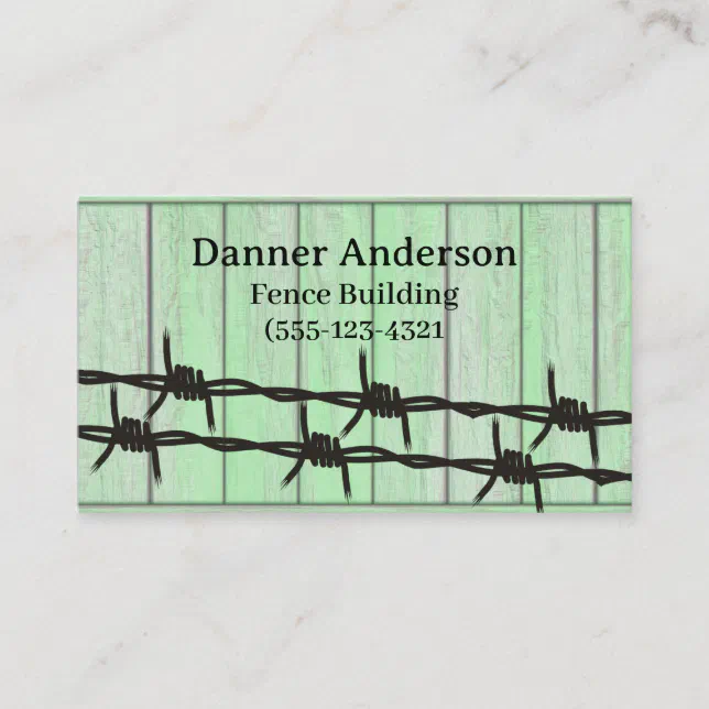 Green Fence Barb Wire Design Fence Company Busine Business Card | Zazzle