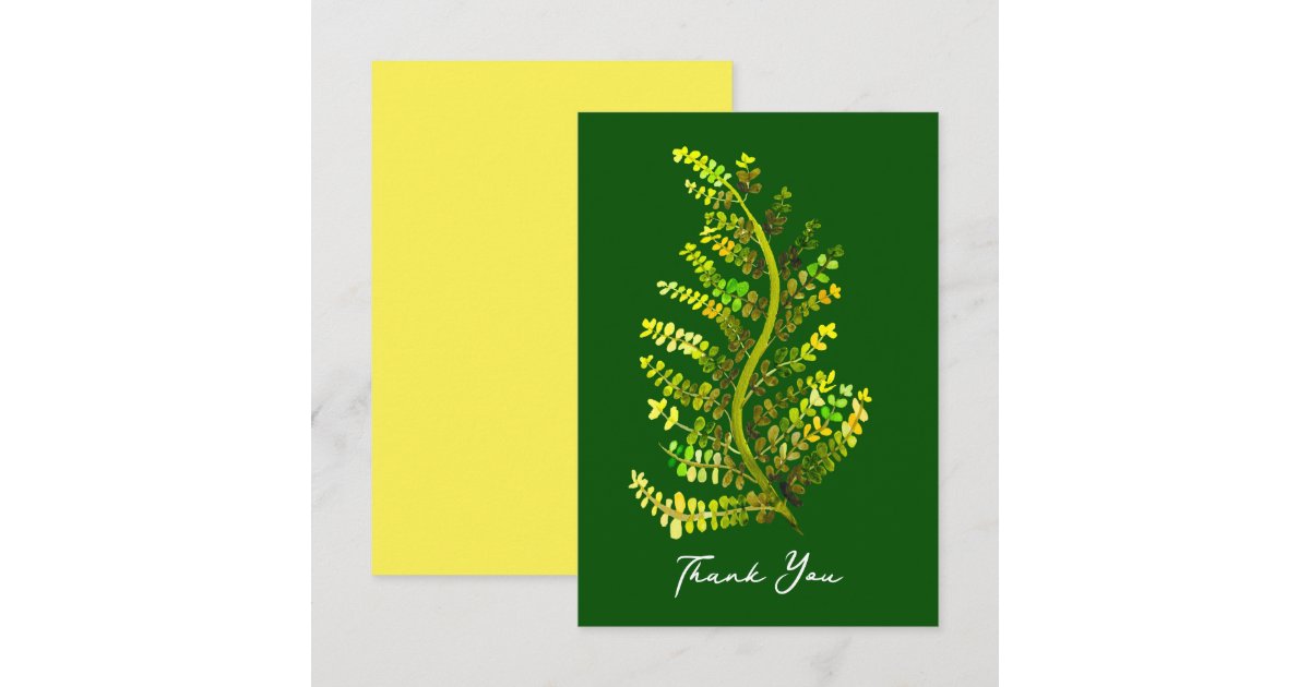 Green fern leaf plant art note card | Zazzle