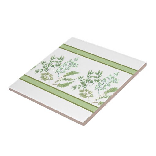 Green Fern Leaves and Branches Ceramic Tile | Zazzle