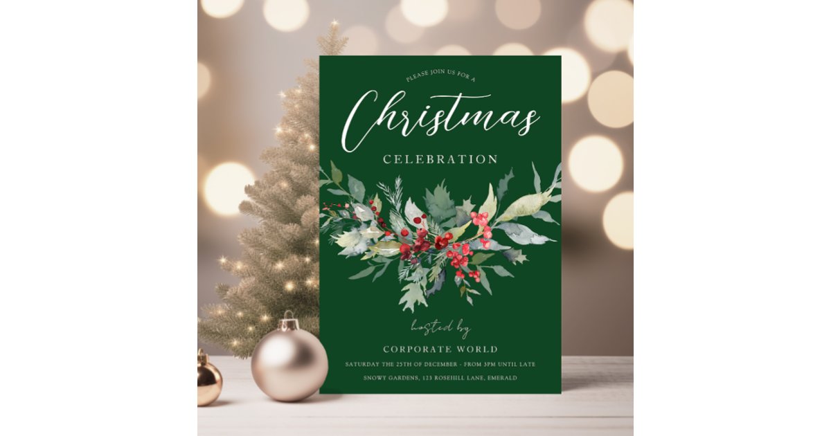 Green Festive Corporate Office Christmas Party Invitation | Zazzle