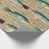 Green Fish and Cursive Writing on Tan Wrapping Paper | Zazzle