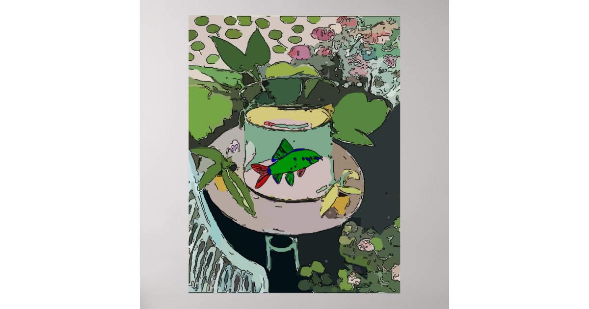 Green Fish in Bowl Poster | Zazzle