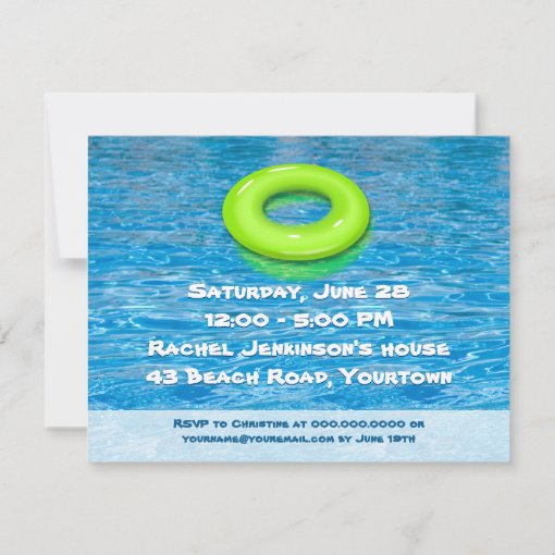 Green Floatie Pool Party Invitation | Zazzle