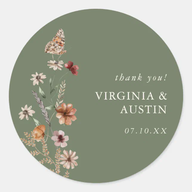 Green Floral Classic Round Sticker | Zazzle