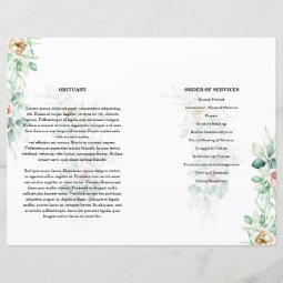 Green floral Funeral Program template | Zazzle