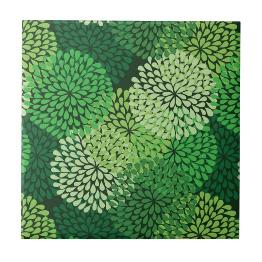 Green floral pattern ceramic tile | Zazzle.com