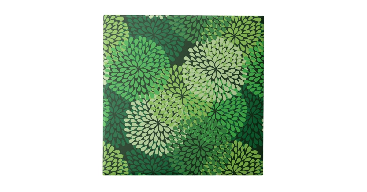 Green floral pattern ceramic tile | Zazzle