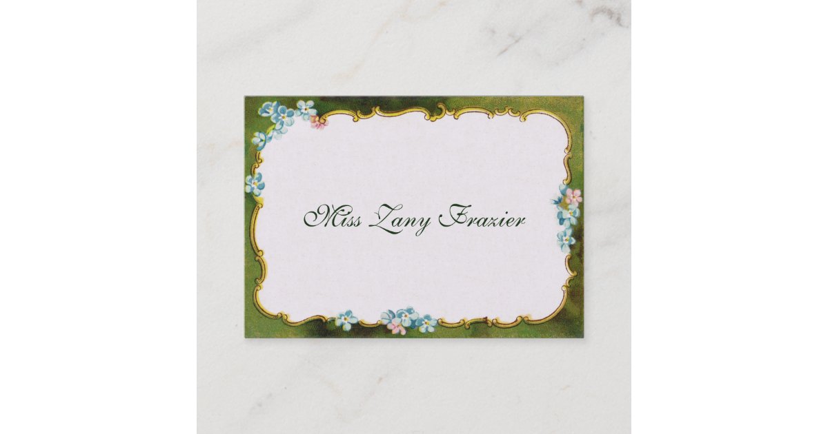 Green Floral Vintage French Social Calling Card | Zazzle