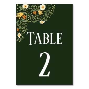 Green Floral Wedding Reception Table Card | Zazzle